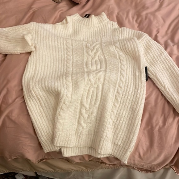 Express | Dresses | Express Cold Shoulder Cableknit Sweater Dress ...
